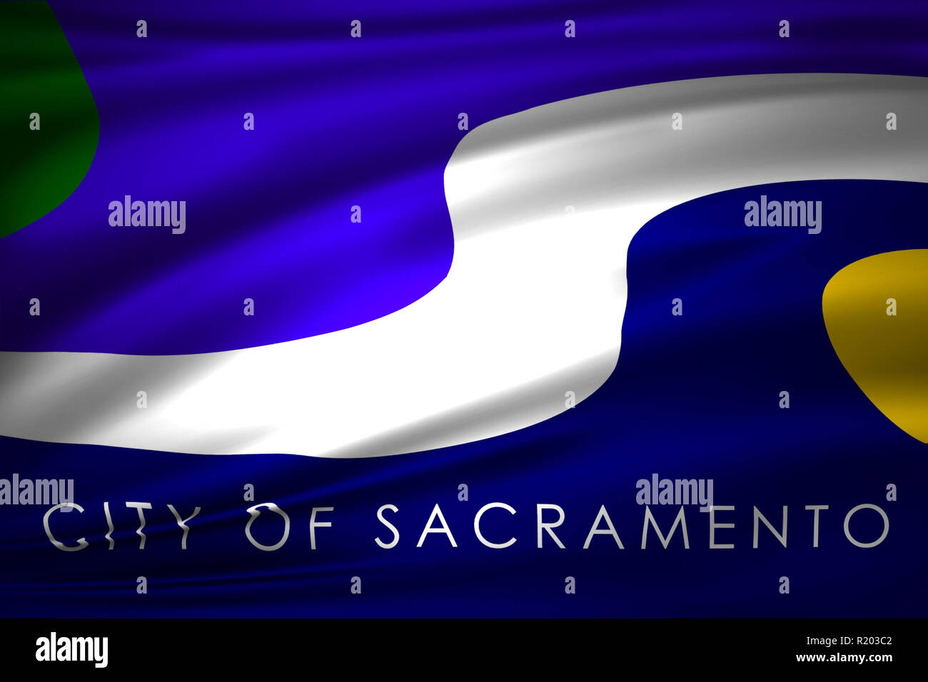 Sacramento 3D waving flag illustration. Texture can be used as ...