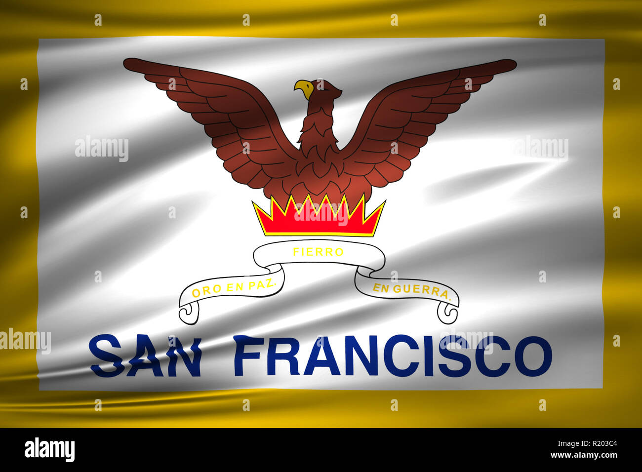 San Francisco 3D waving flag illustration. Texture can be used as ...