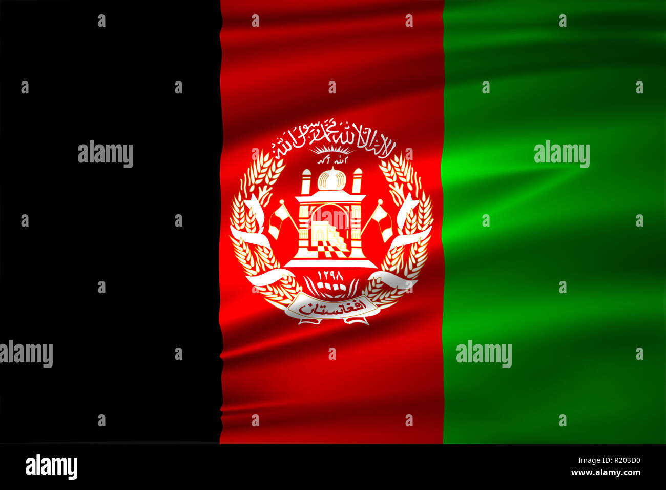 Afghanistan 3D waving flag illustration. Texture can be used as ...