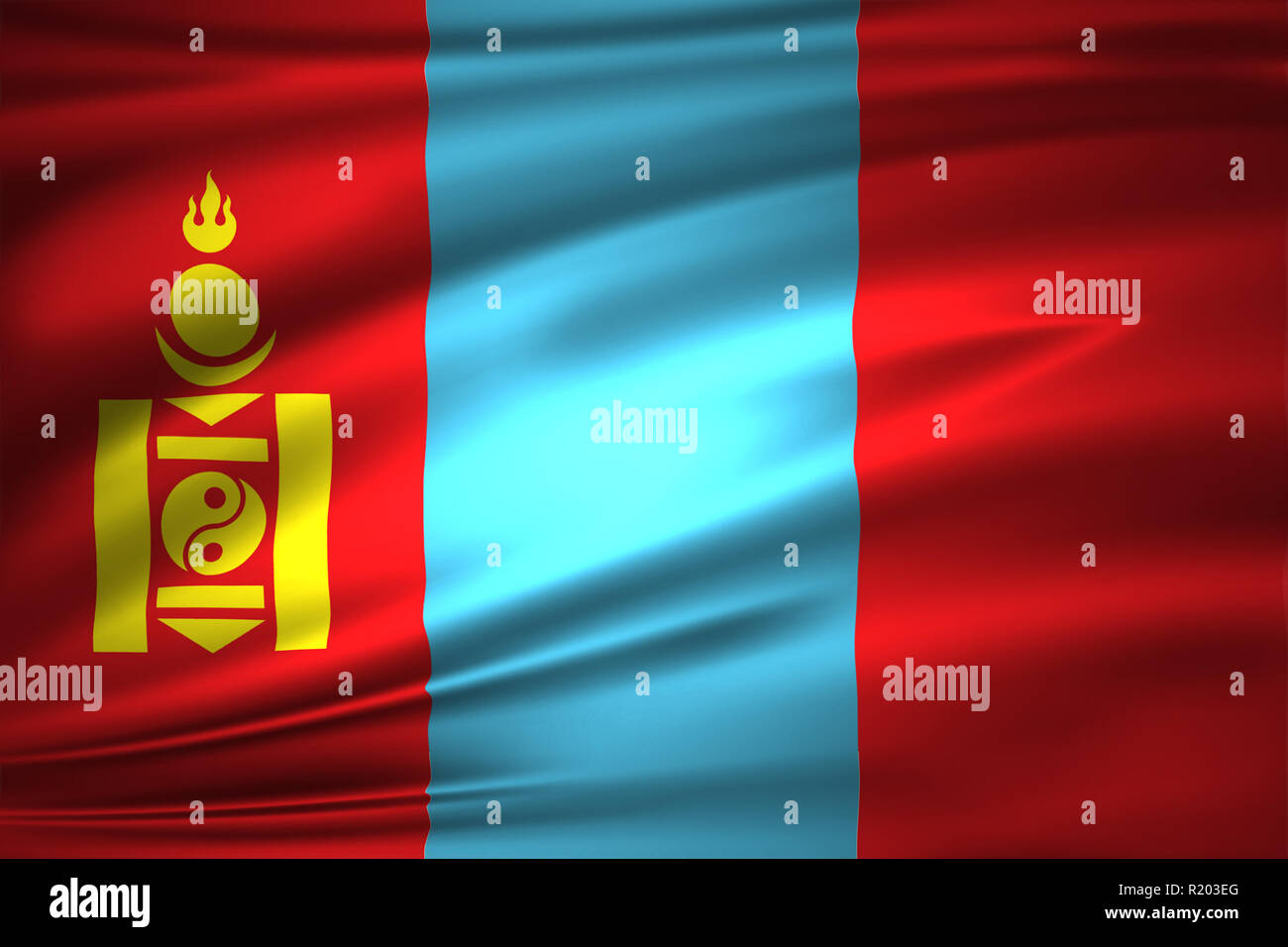 Mongolia 3D waving flag illustration. Texture can be used as background ...