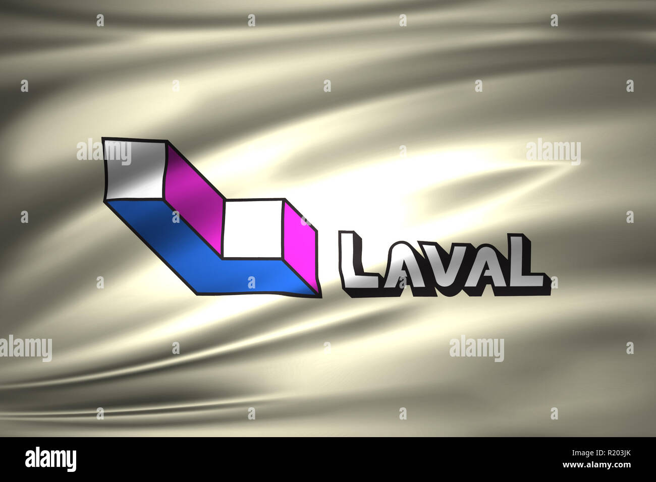 Laval Quebec 3D waving flag illustration. Texture can be used as ...