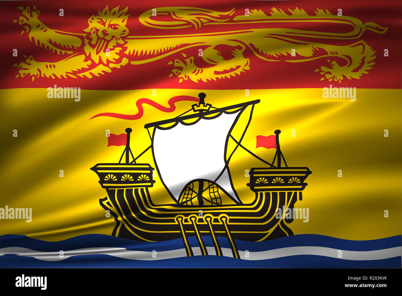 New Brunswick 3D waving flag illustration. Texture can be used as ...