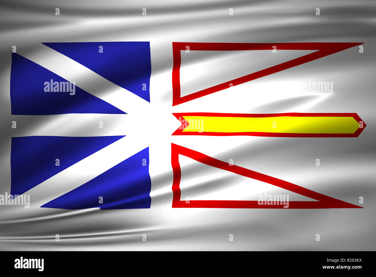 Newfoundland And Labrador 3D waving flag illustration. Texture can be ...
