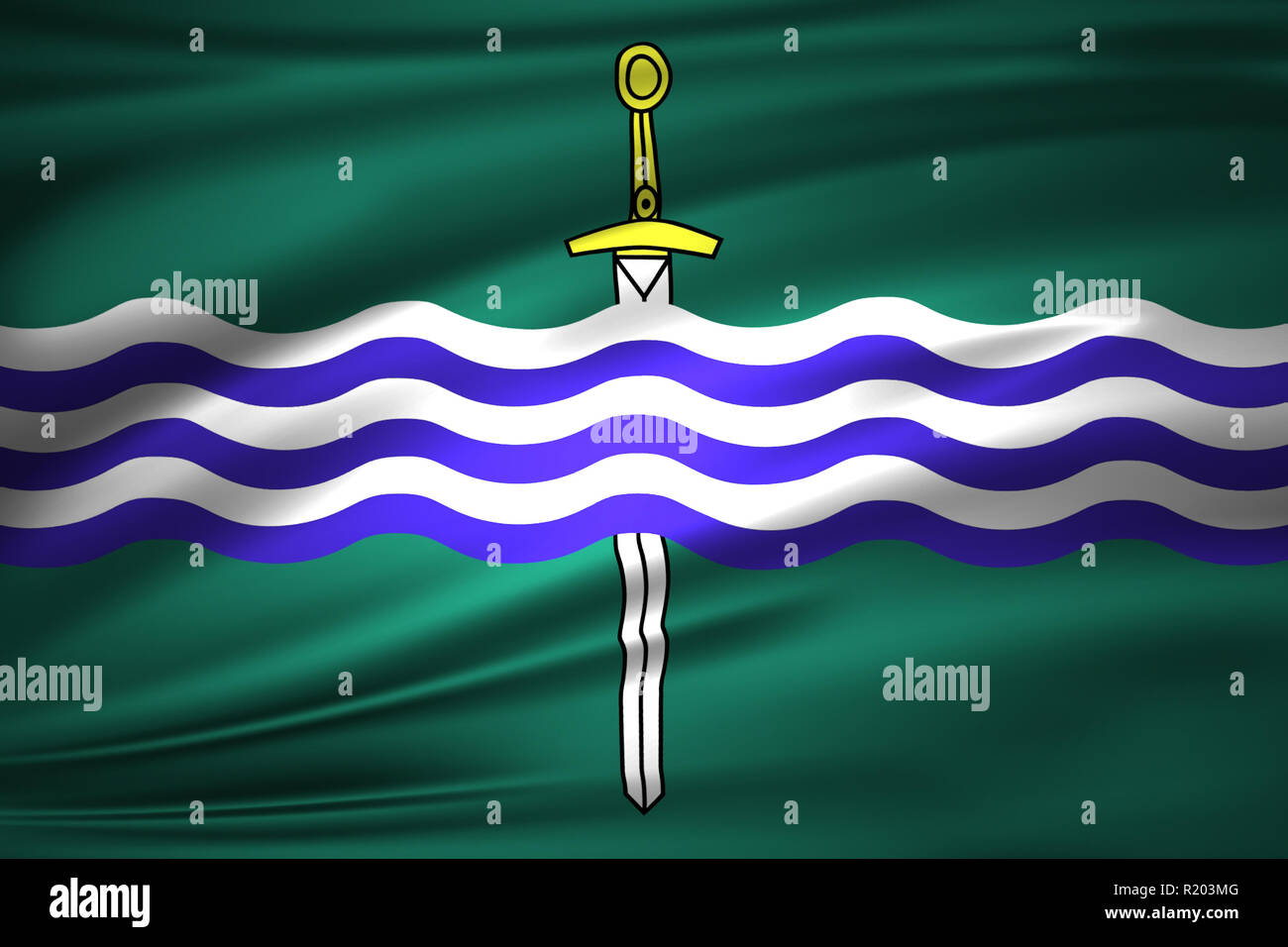 Peterborough Ontario 3D waving flag illustration. Texture can be used ...