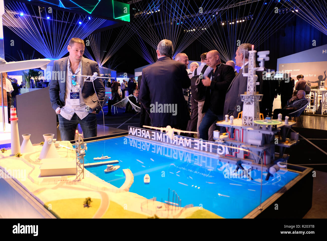 Tel Aviv, Israel 14th November 2018. Attendees at the booth of Israel ...