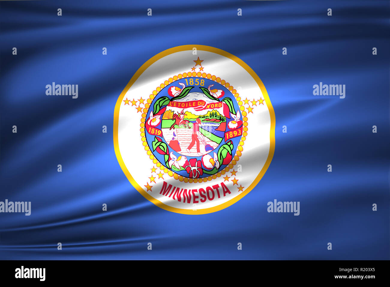 Minnesota 3D waving flag illustration. Texture can be used as ...