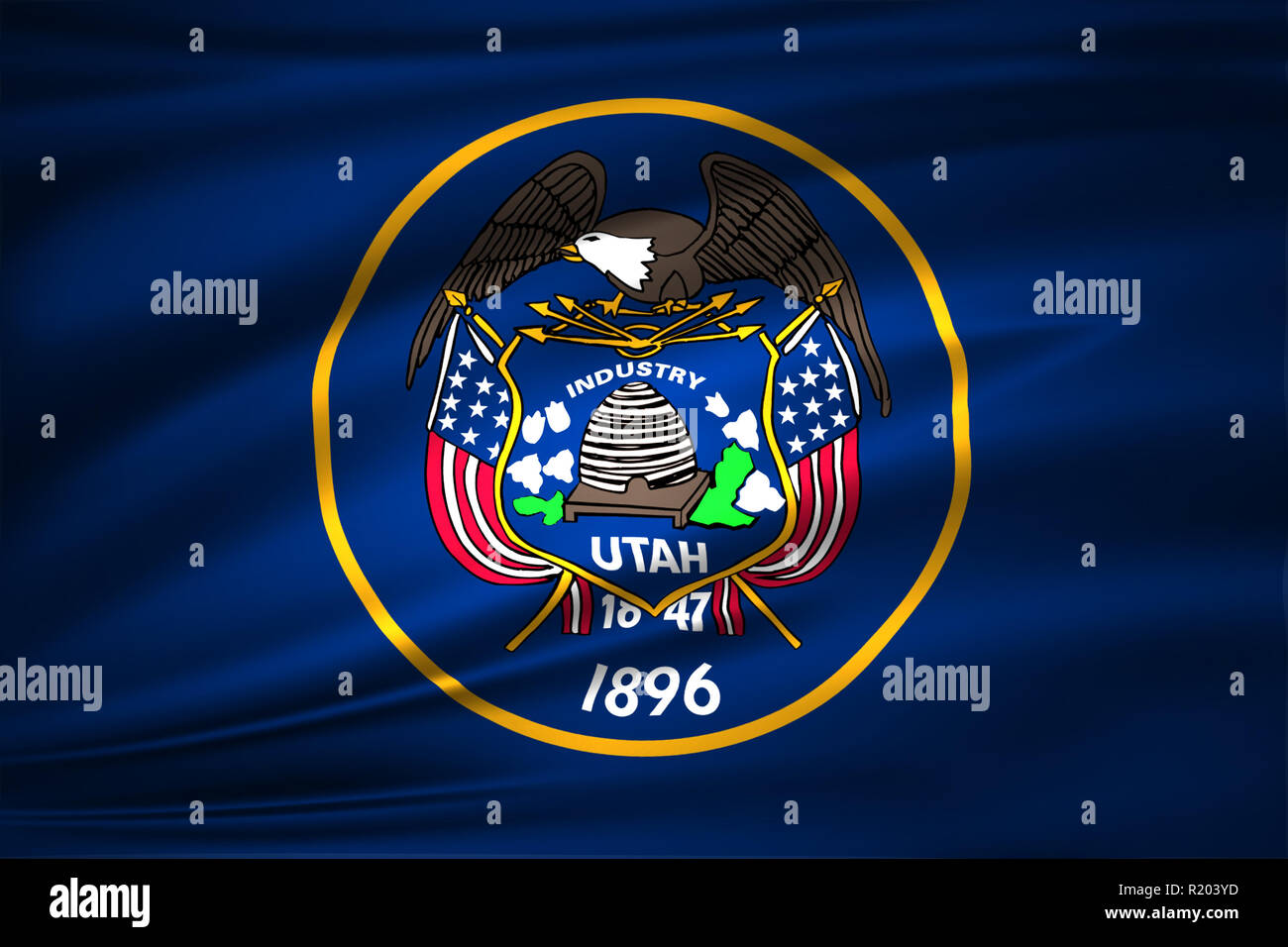 Utah 3D waving flag illustration. Texture can be used as background ...