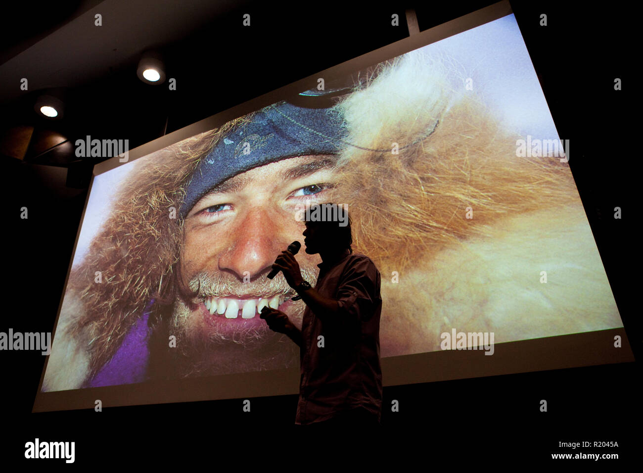 Adventurer and author Tim Cope presenting on his travels to a packed ...