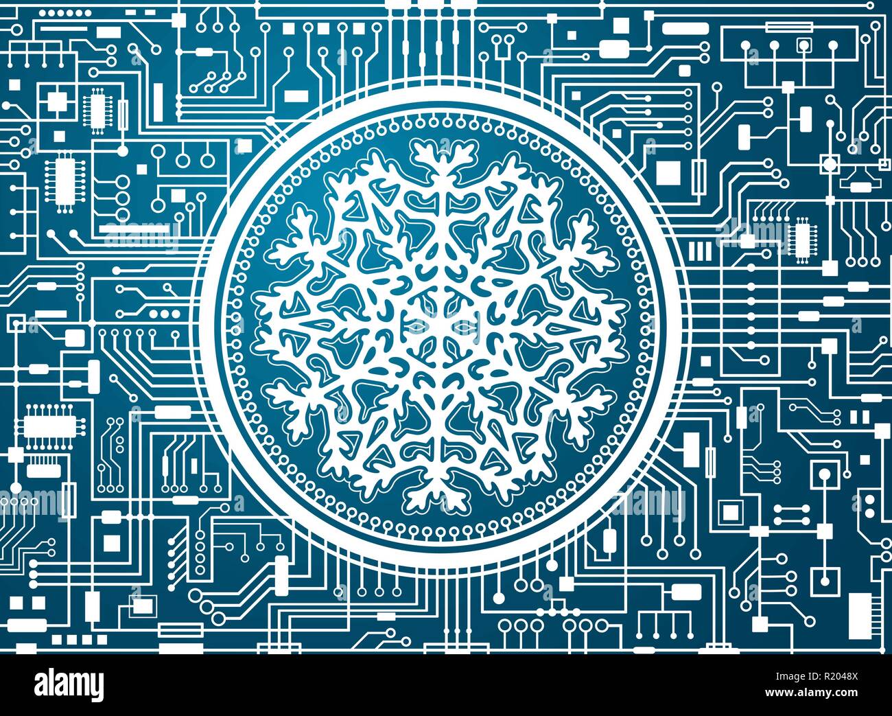 Christmas hi-tech background with snowflake Stock Vector Image & Art ...