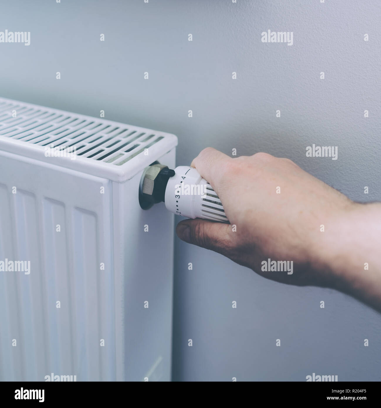 Man hand on the battery temperature controller heating close up Stock ...