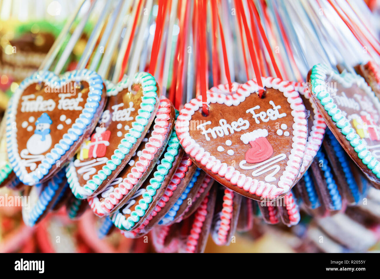 Gingerbread hearts cookies at Christmas Market at Gendarmenmarkt in ...
