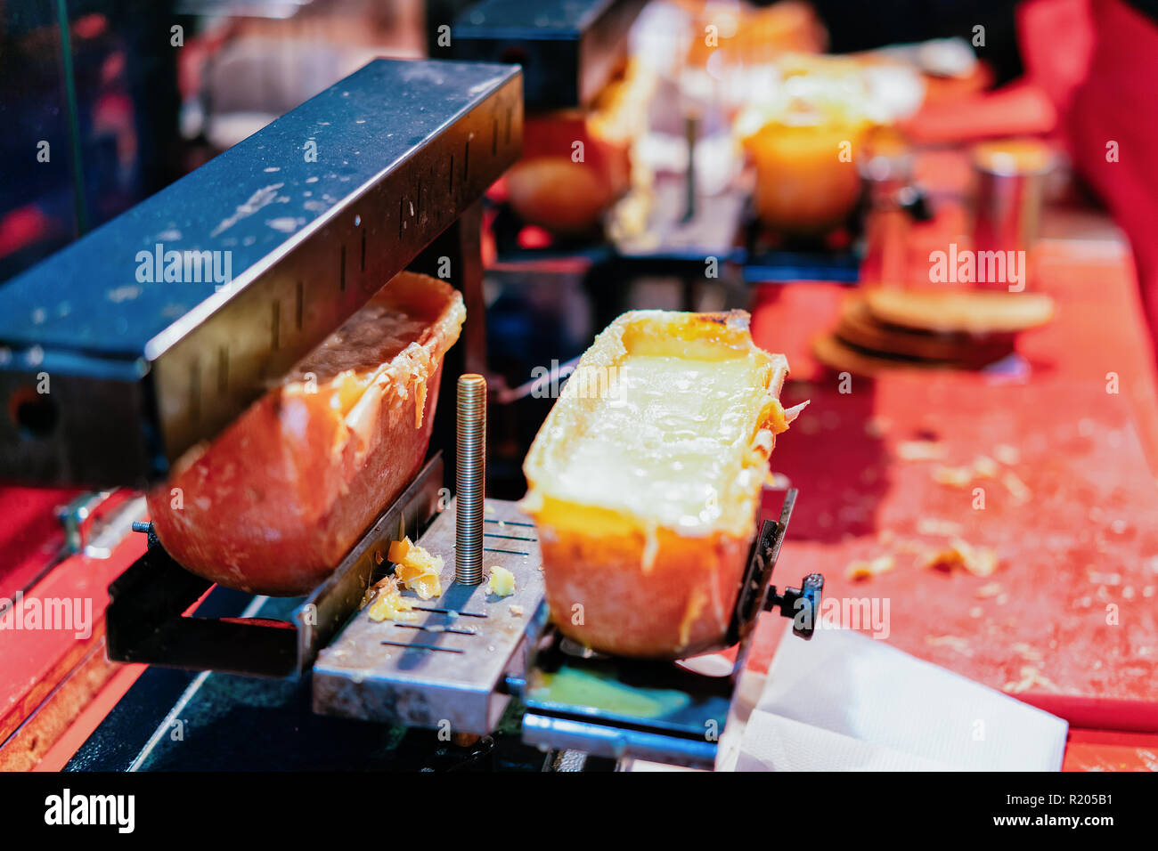 Raclette Cheese Food in Night Christmas Market at Gendarmenmarkt in ...