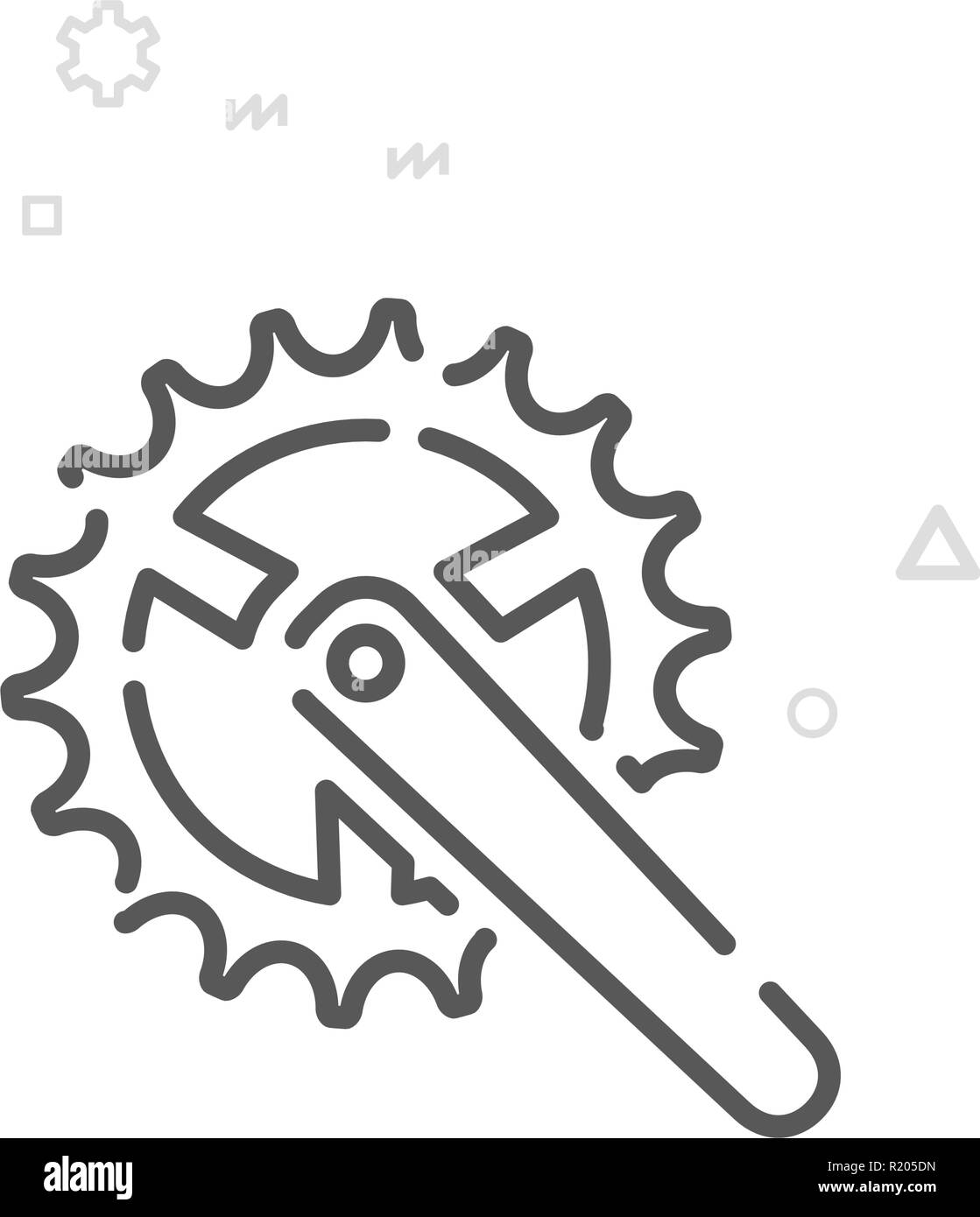 Bike Chainring Vector Line Icon, Symbol, Pictogram, Sign. Light ...