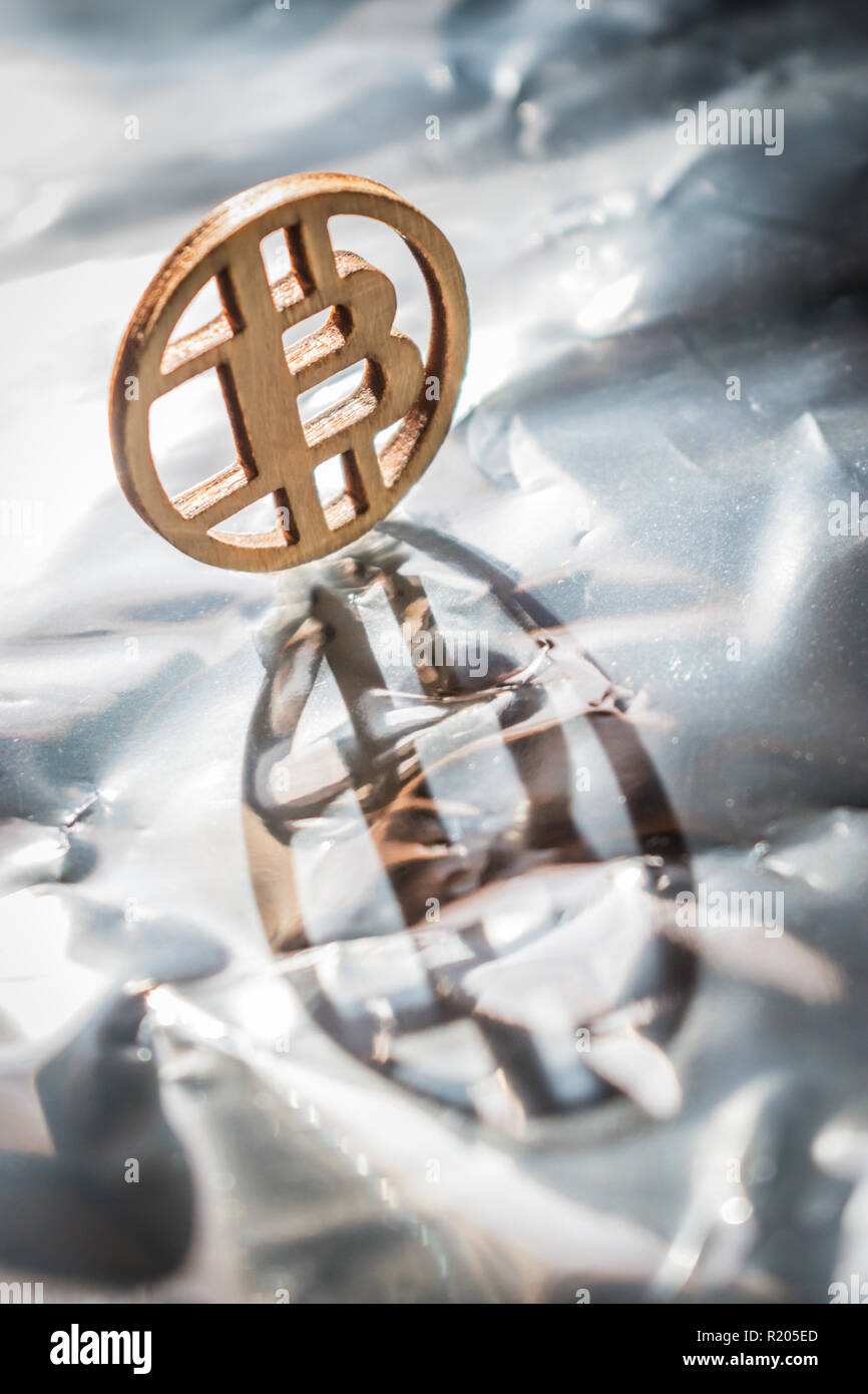 Plastic bit coin with technology and electronic background Stock Photo ...