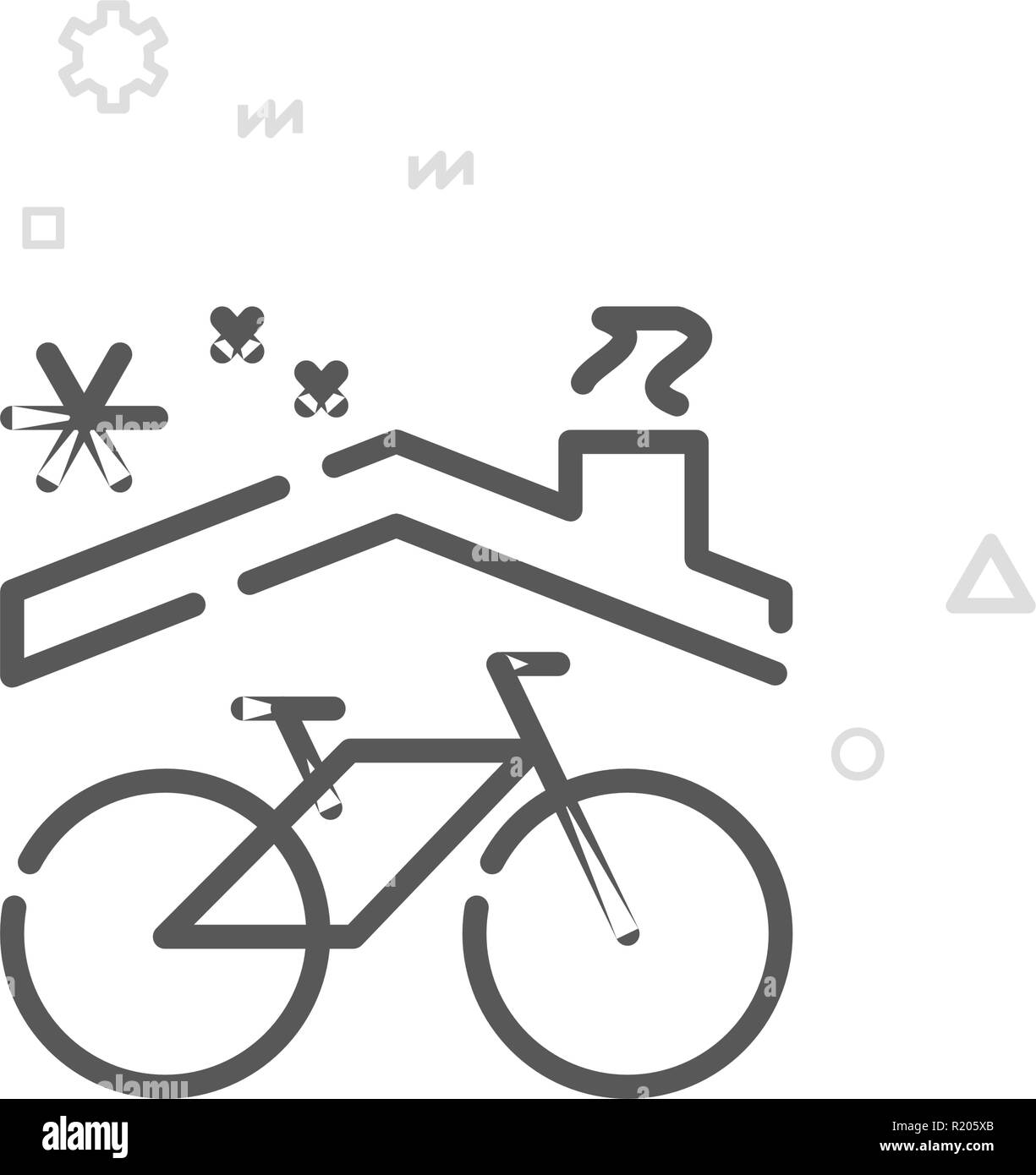 Bike Winter Storage Vector Line Icon, Symbol, Pictogram, Sign. Light ...