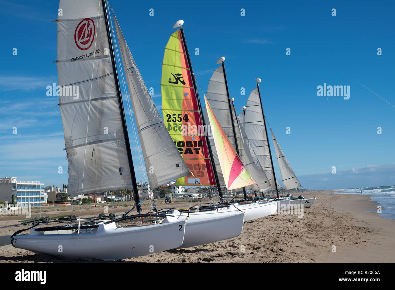 Row of sailboats on beach hi-res stock photography and images - Alamy