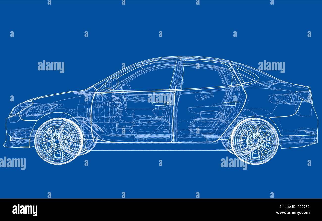 3d model car blueprint Stock Vector Images - Alamy