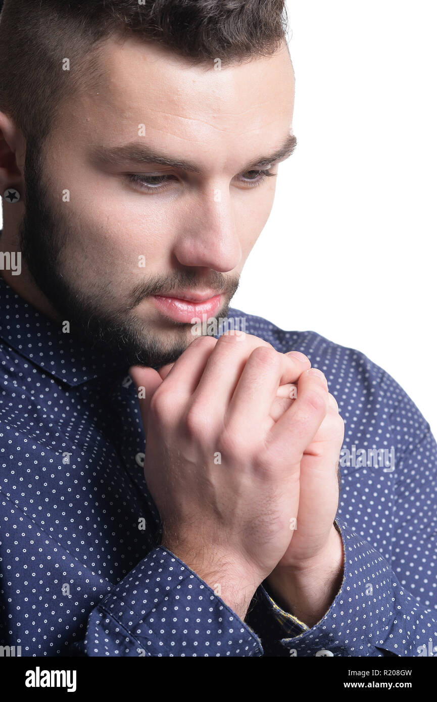 Handsome young man posing on white background Stock Photo - Alamy