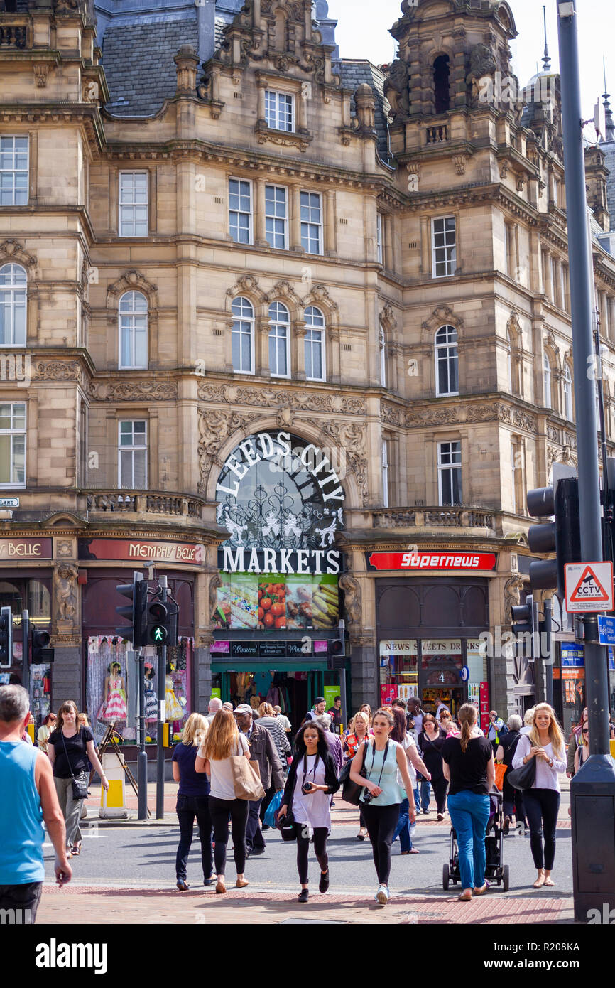 Leeds/England - May 16th 2014: Leeds City Market Stock Photo - Alamy