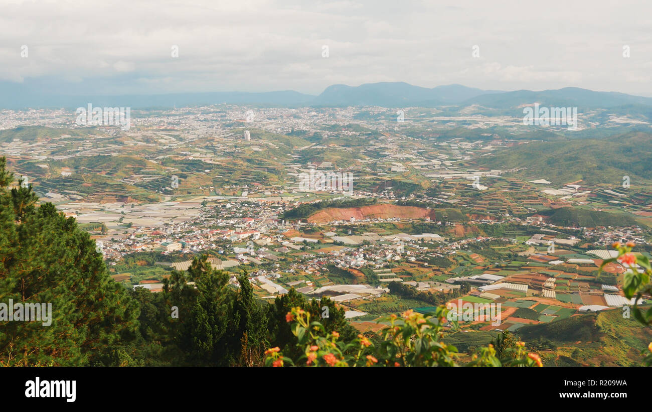 View from Lang Biang Mountain. Landscape at Mount Langbiang, place of ...