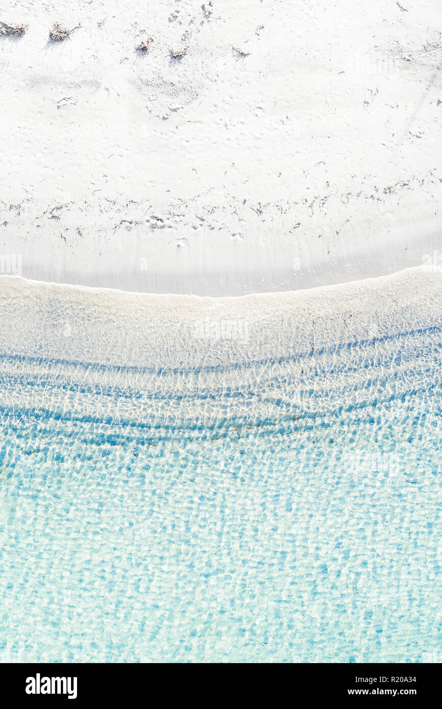 Aerial view of an amazing white beach with beautiful turquoise and ...