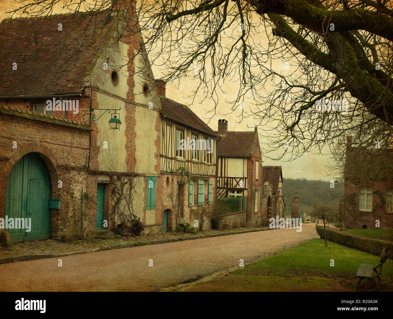 Gerberoy. Old street in medieval village. Gerberoy is a commune in the ...