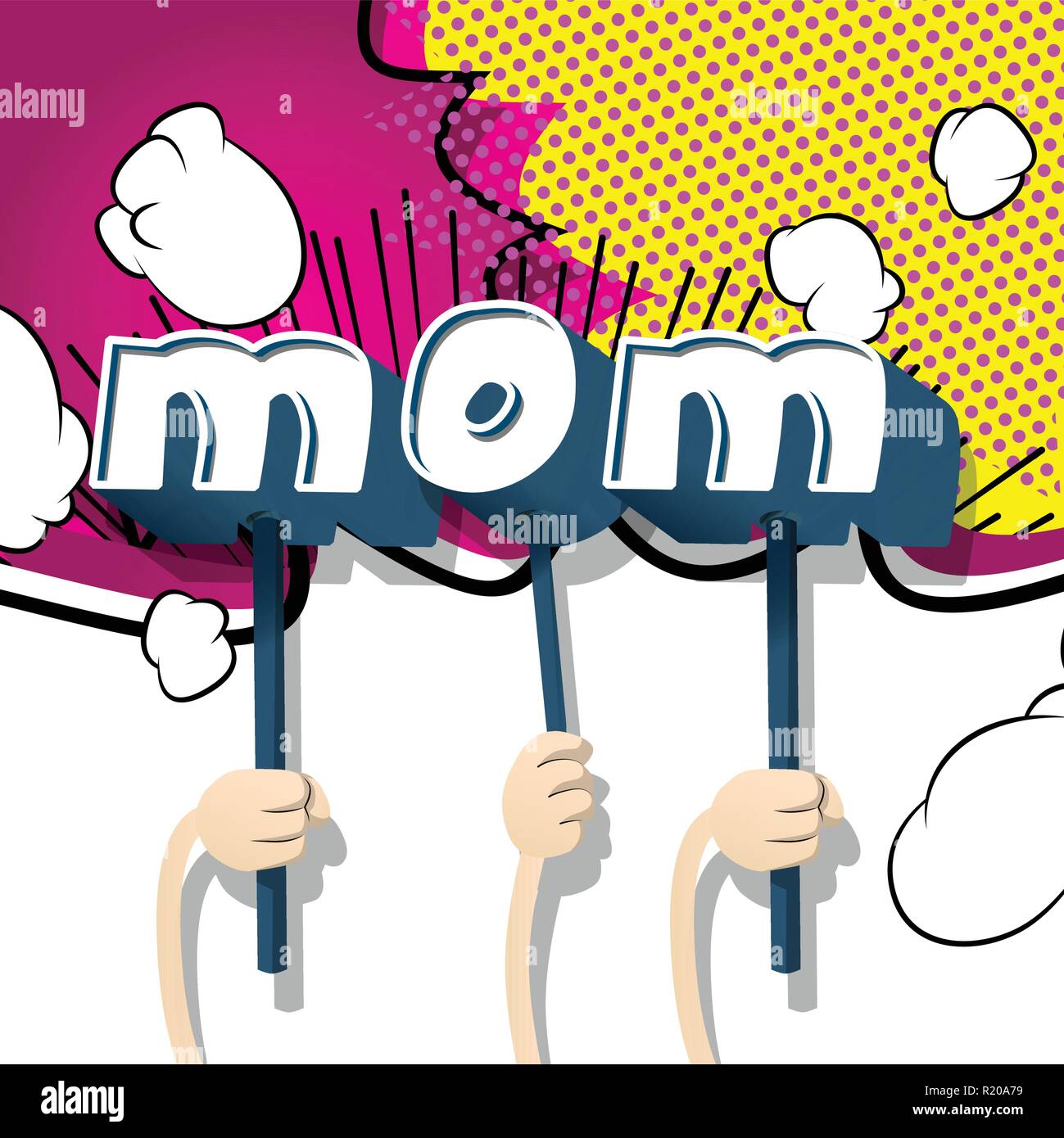 Diverse hands holding letters of the alphabet created the word Mom ...