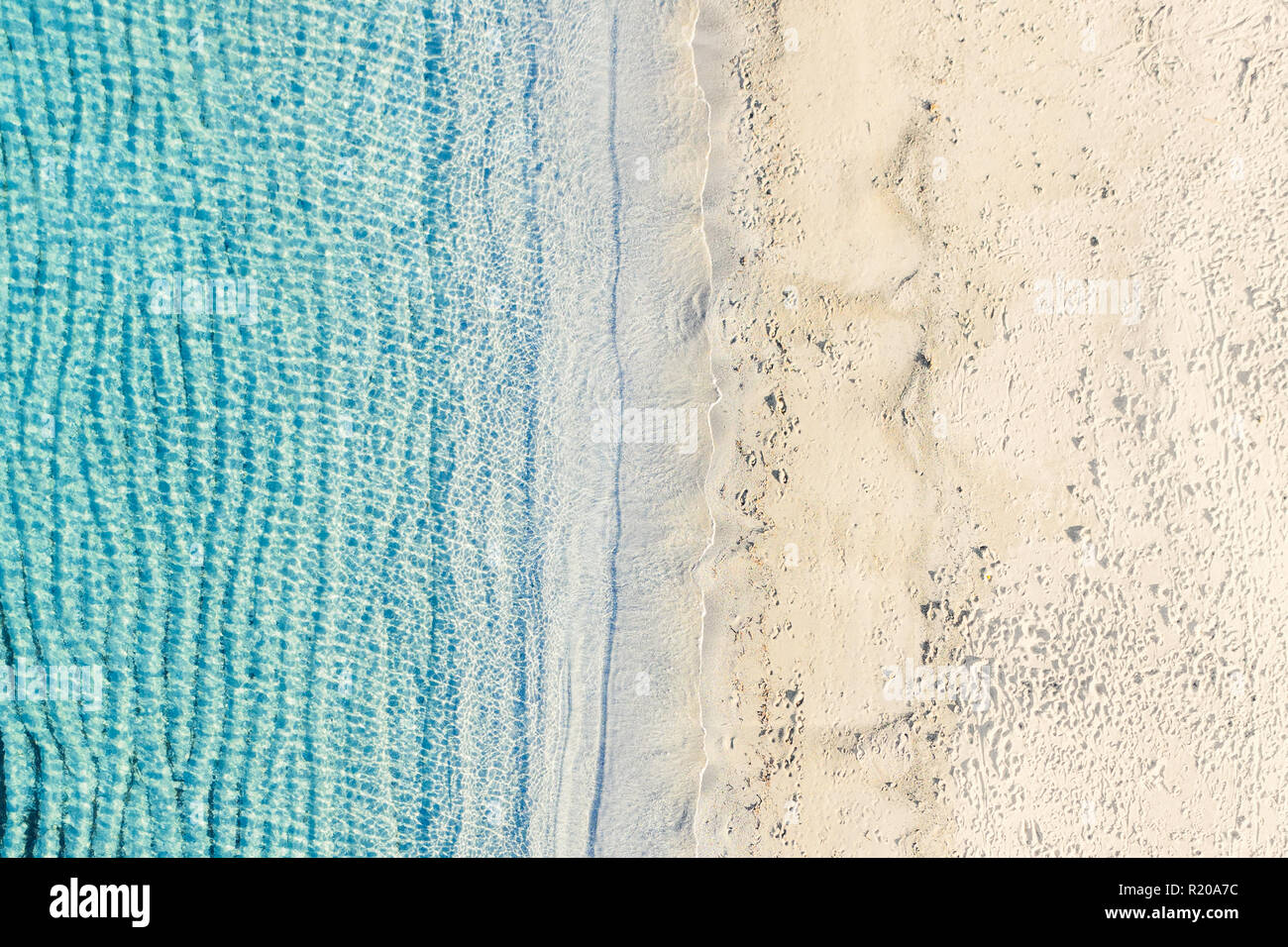 Aerial view of an amazing white beach with beautiful turquoise and ...