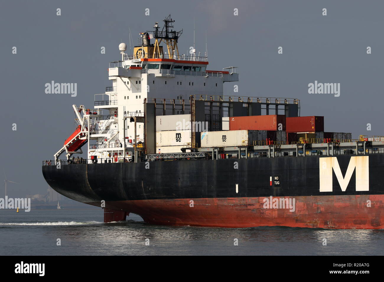 The container ship MSC America passes on 19 October 2018 Terneuzen and ...