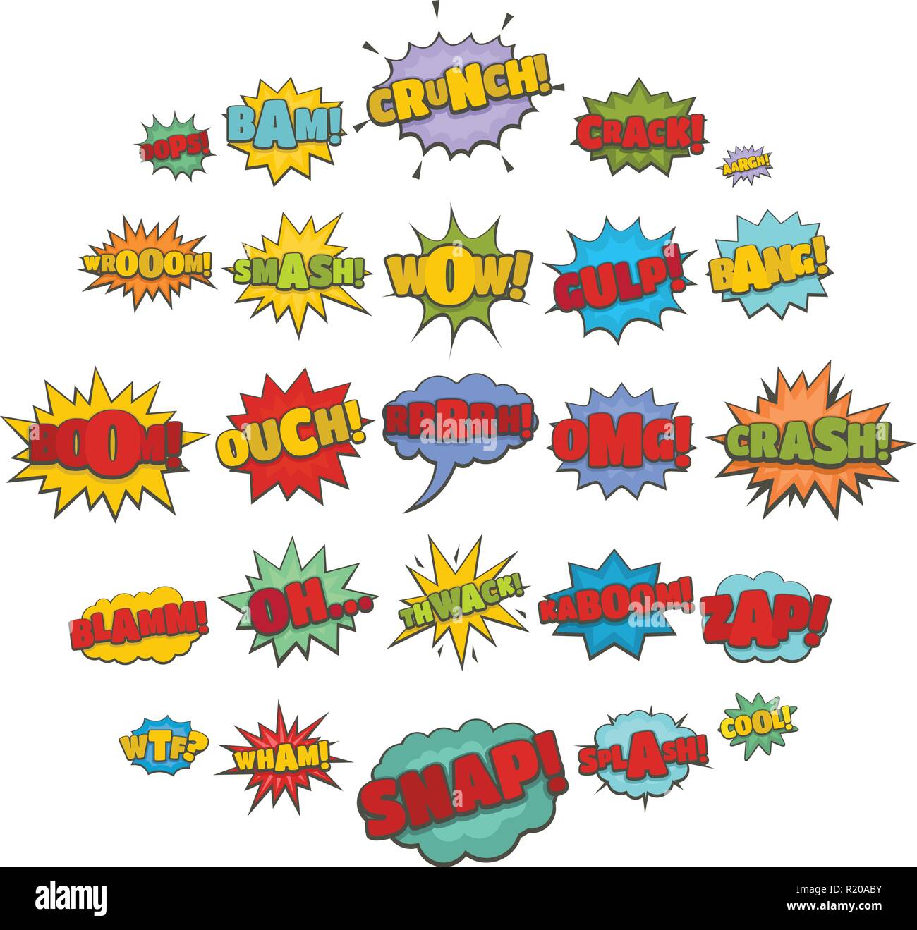 Comic sound icons set. Flat illustration of 25 comic sound vector icons ...