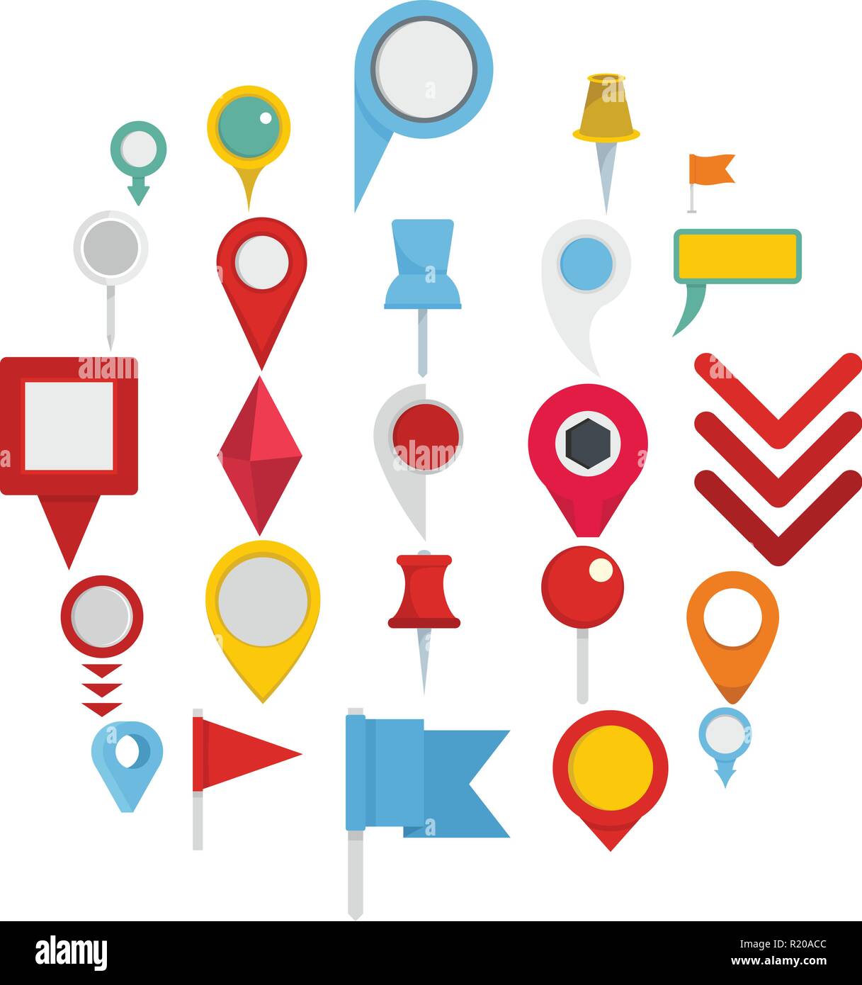 Map pointer icons set. Flat illustration of 25 map pointer vector icons ...