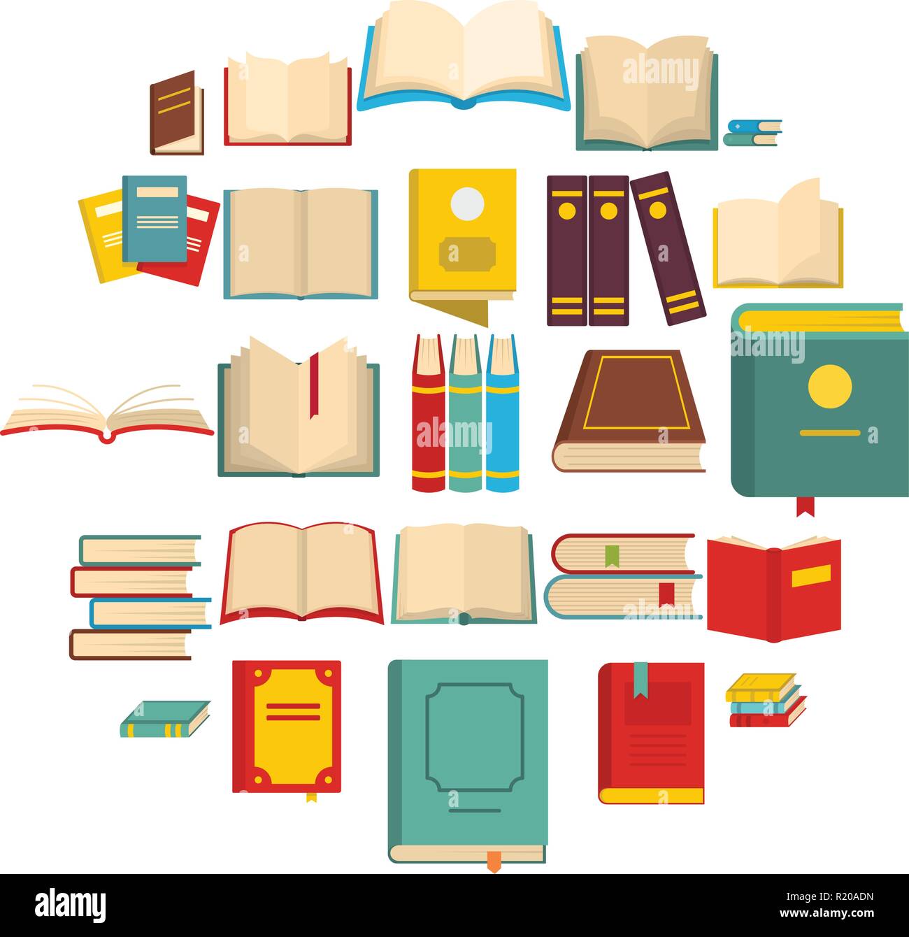 Book icons set. Flat illustration of 25 book vector icons isolated on ...