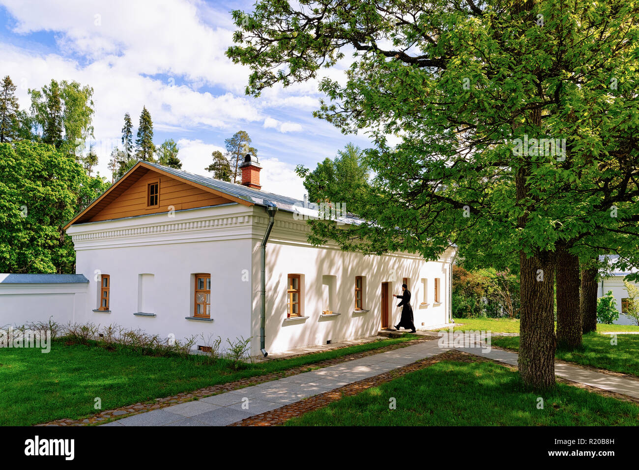 Wooden building architecture of monastery at the Valaam island, Karelia ...
