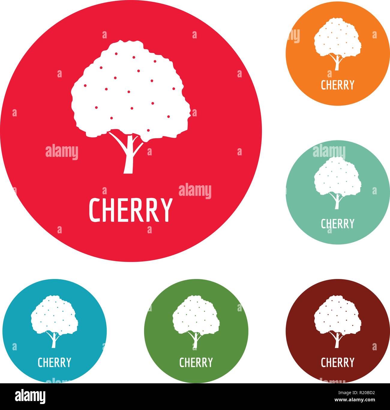 Cherry icons circle set vector isolated on white background Stock ...