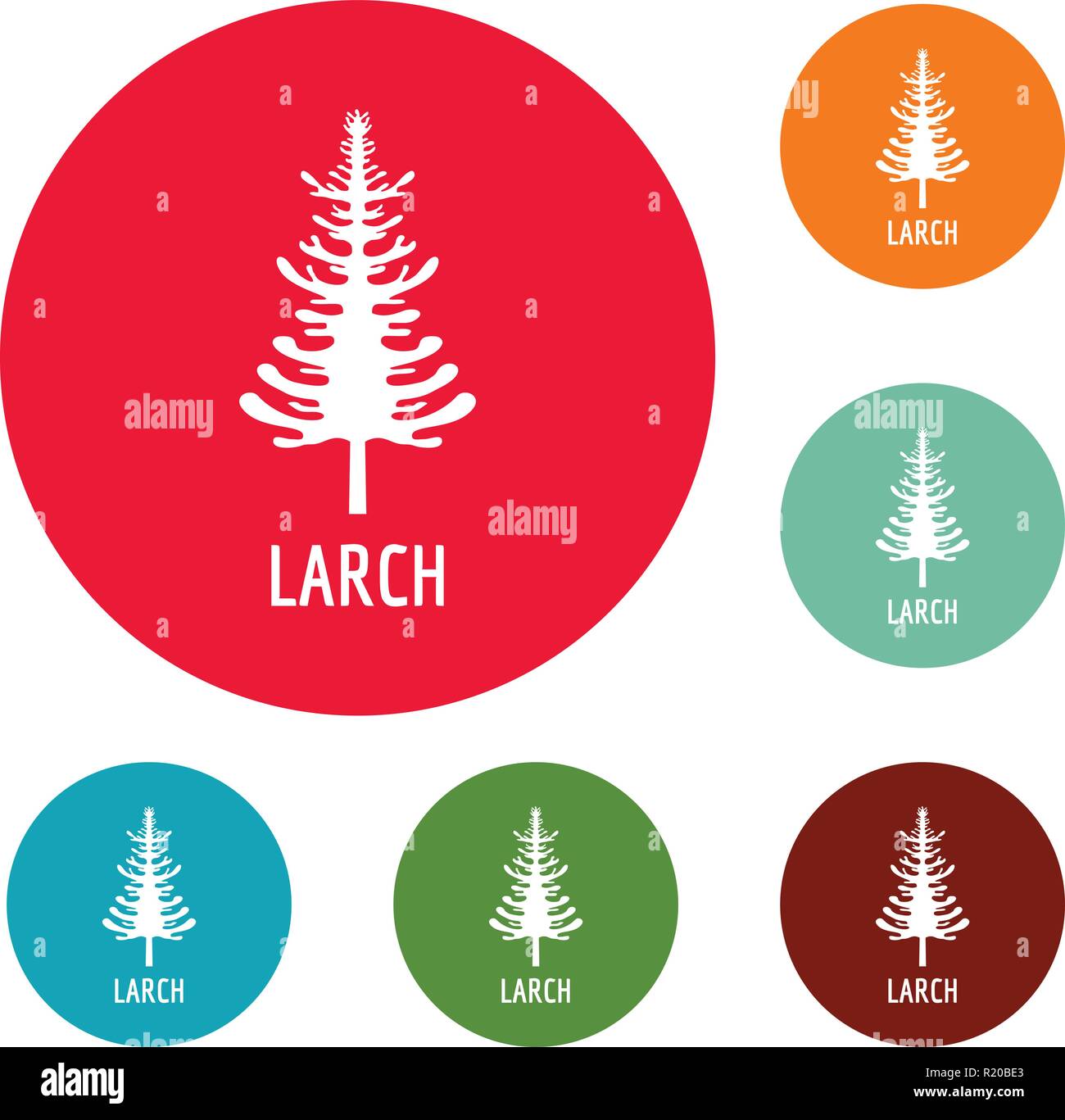 larch tree icons circle set vector isolated on white background Stock ...