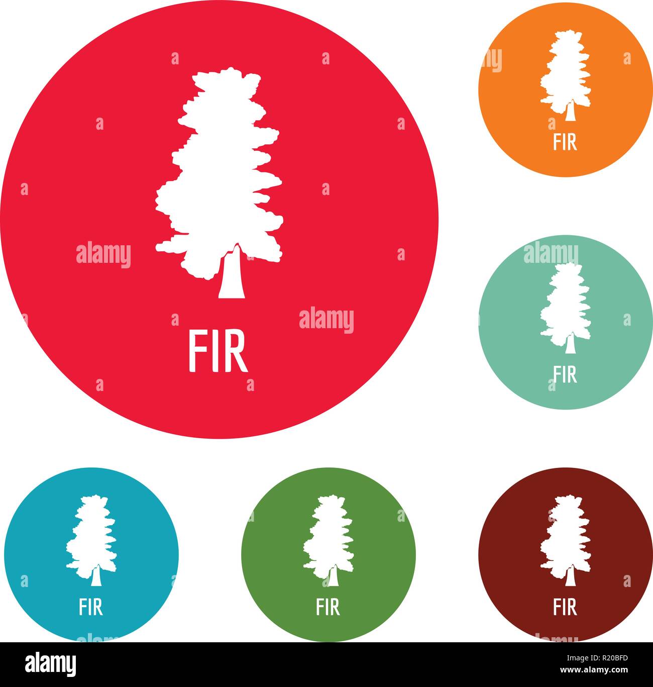 Fir tree icons circle set vector isolated on white background Stock ...