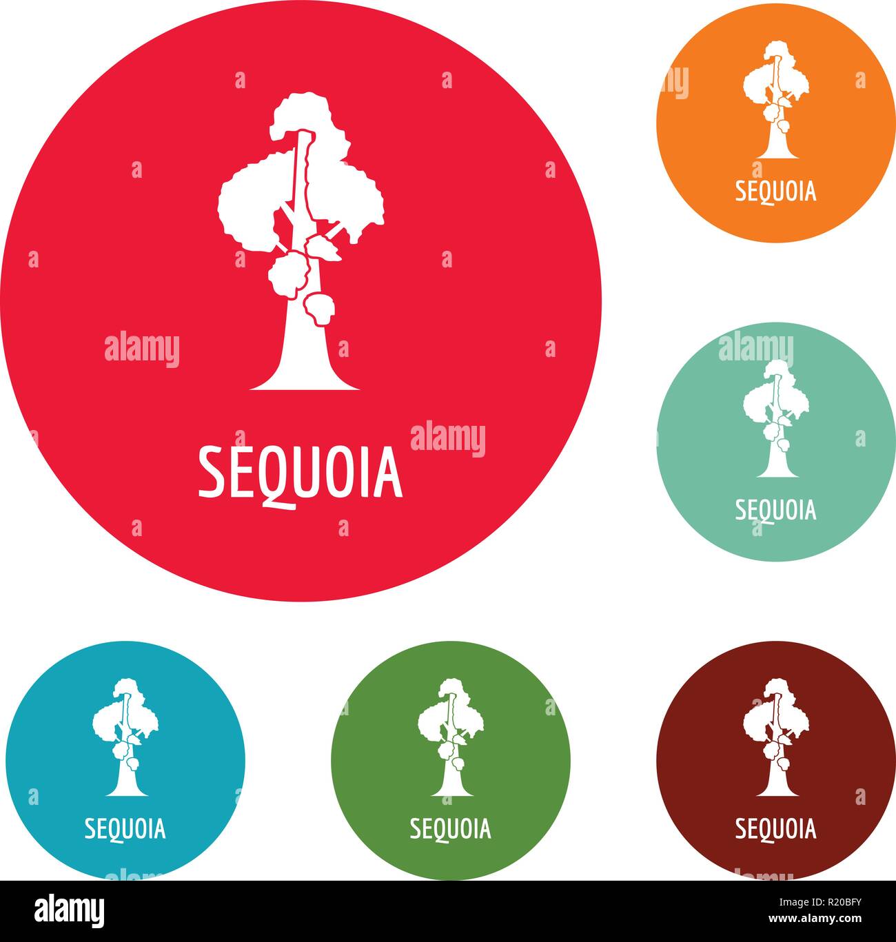 Sequoia icons circle set vector isolated on white background Stock ...
