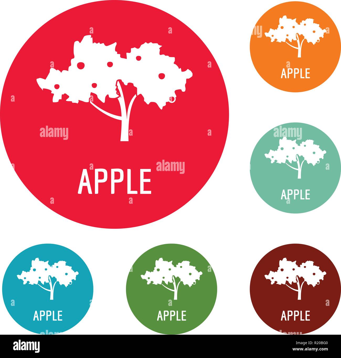 Apple tree icons circle set vector isolated on white background Stock ...