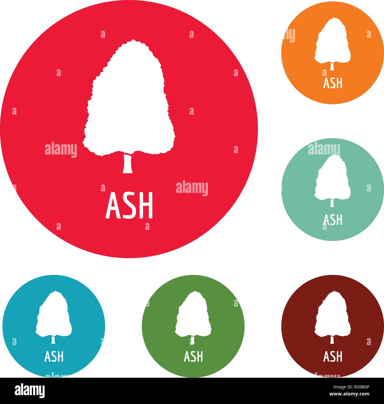 Ash tree icons circle set vector isolated on white background Stock ...