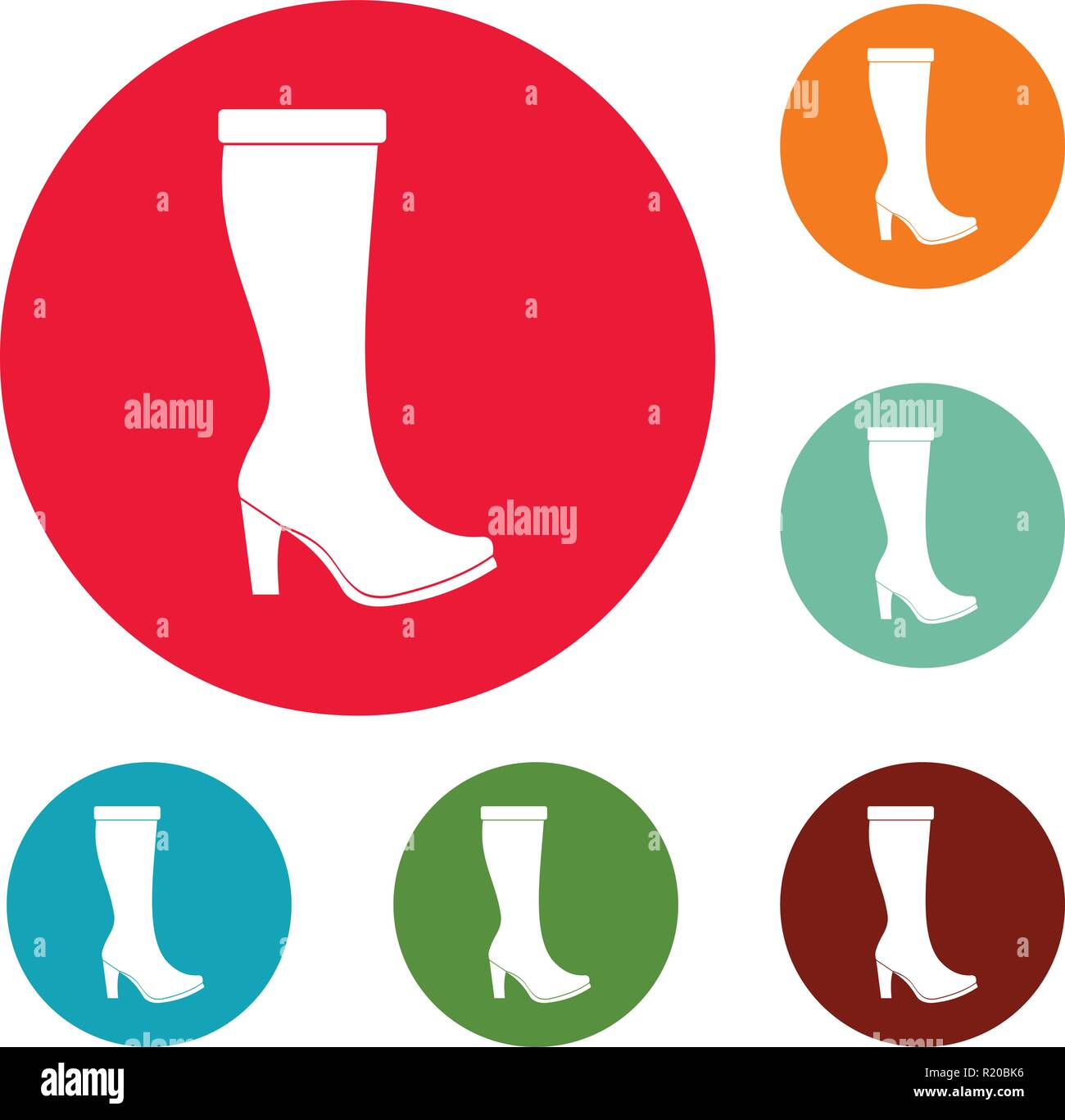 Woman boots icons circle set vector isolated on white background Stock ...