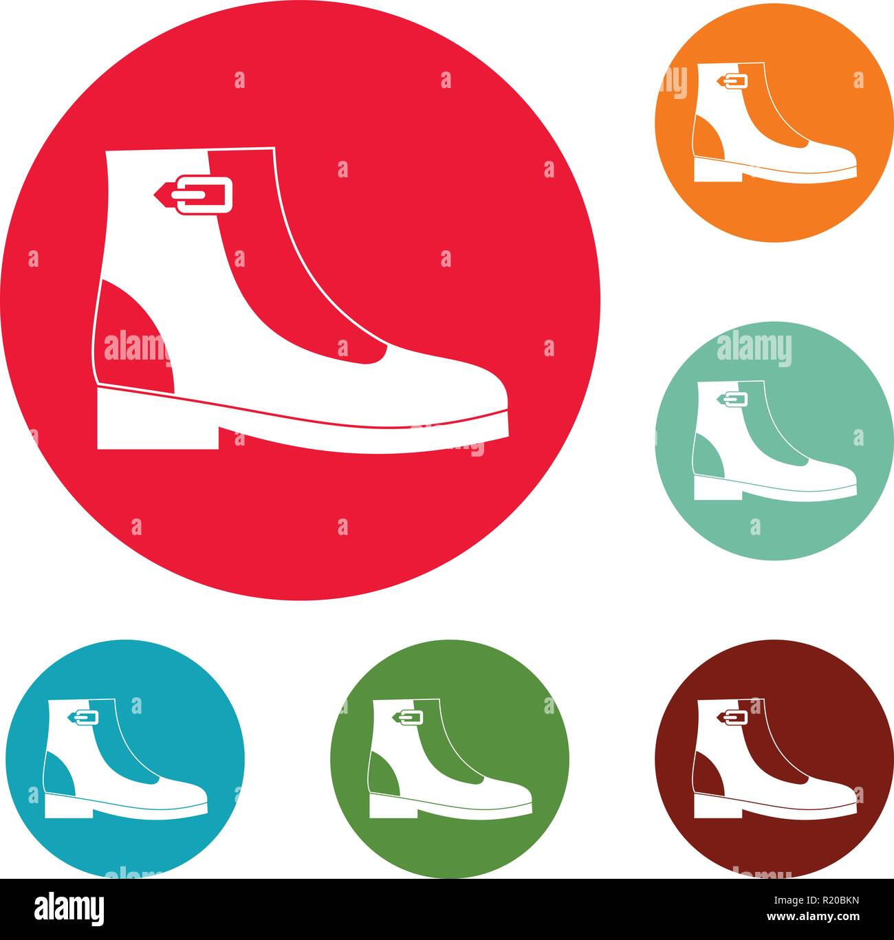 Woman boots icons circle set vector isolated on white background Stock ...
