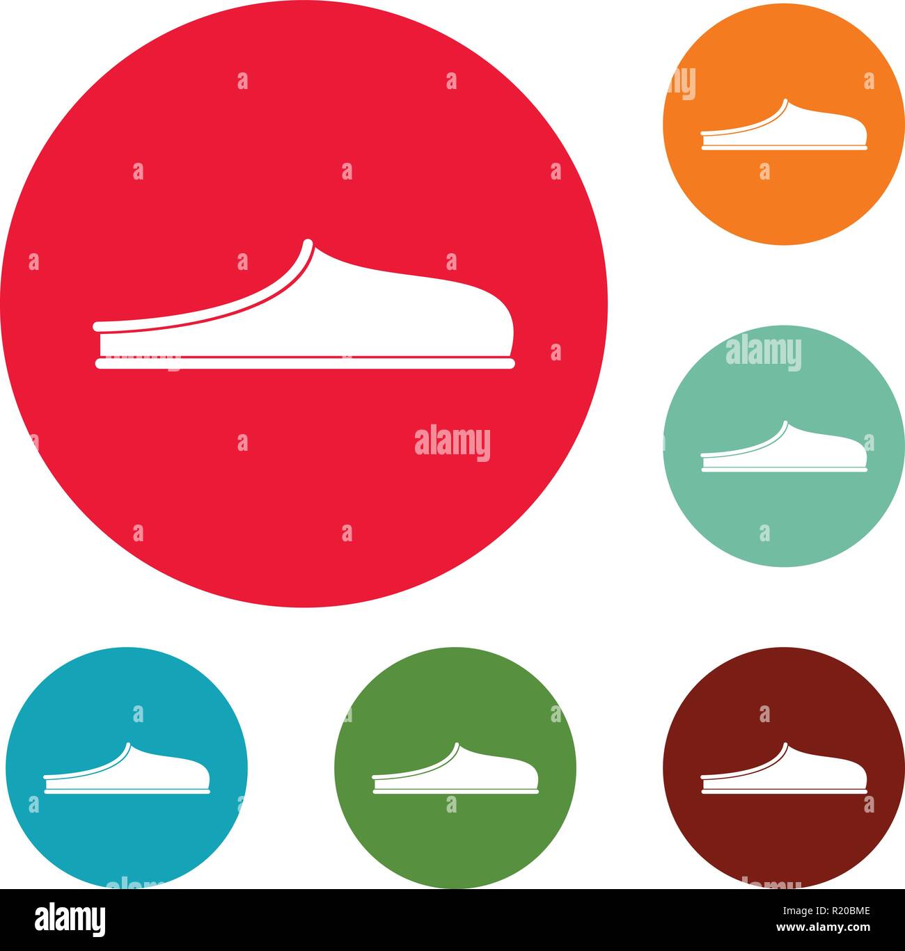 Slippers icons circle set vector isolated on white background Stock ...