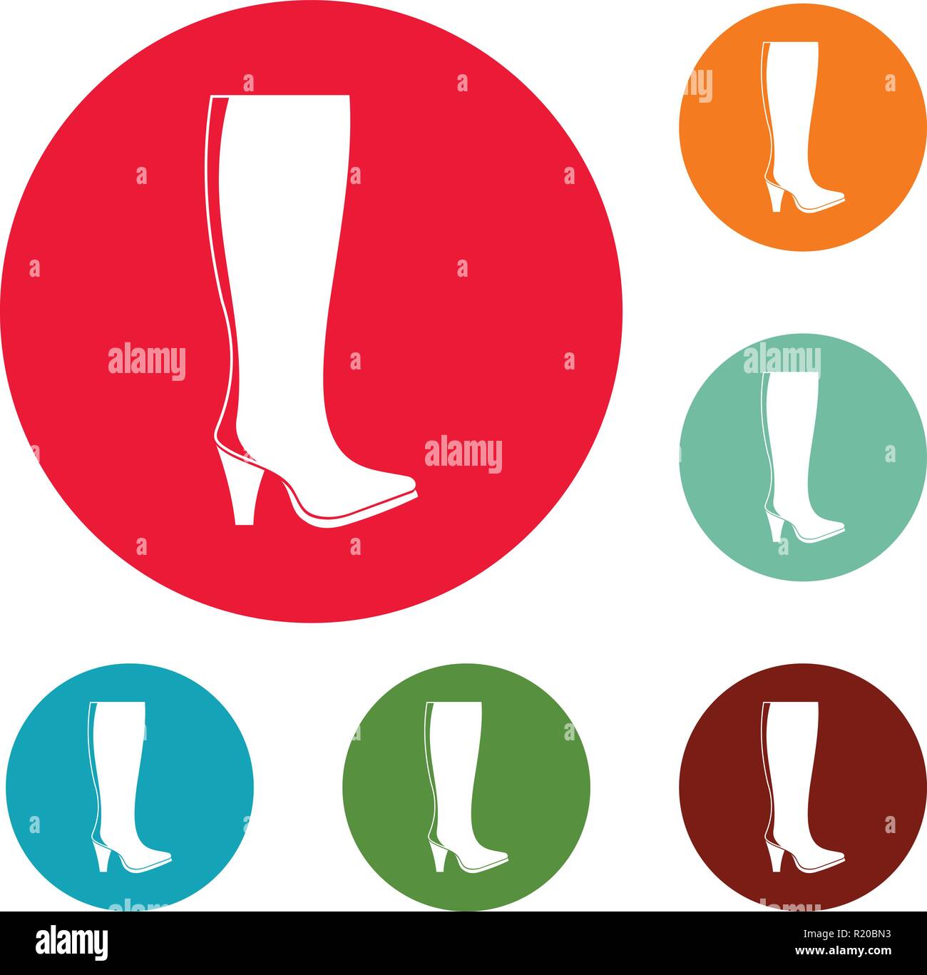 Woman boots icons circle set vector isolated on white background Stock ...