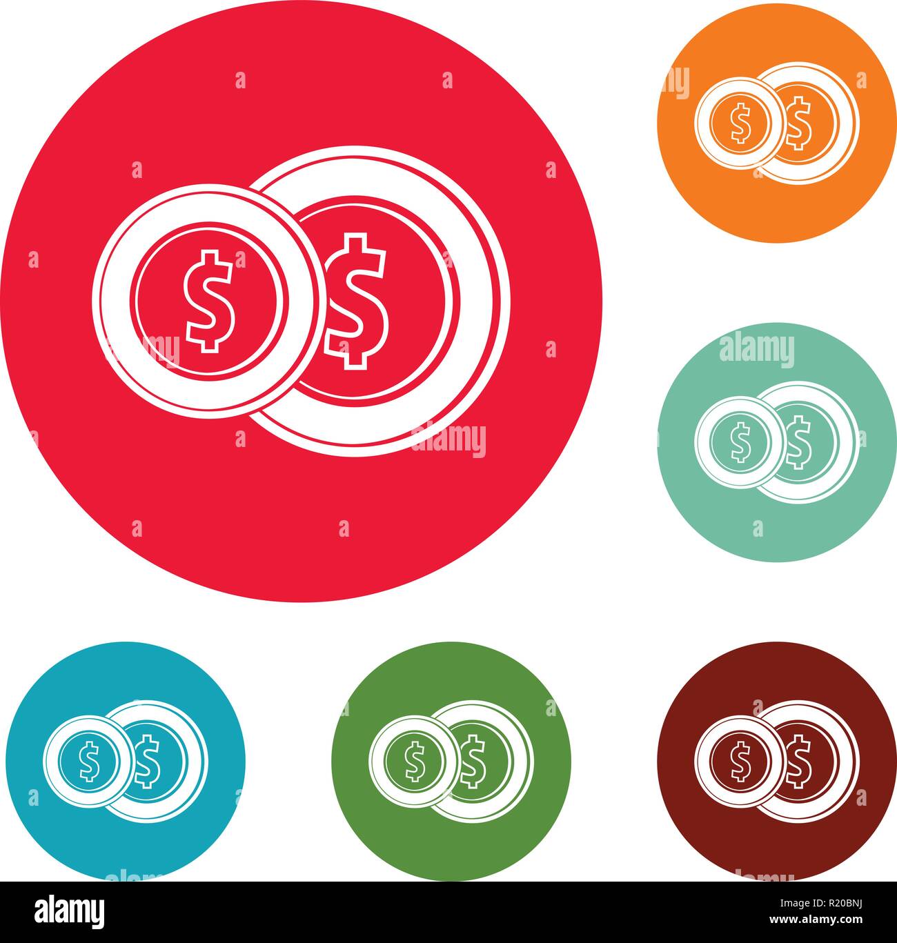 Coin icons circle set vector isolated on white background Stock Vector Image & Art - Alamy
