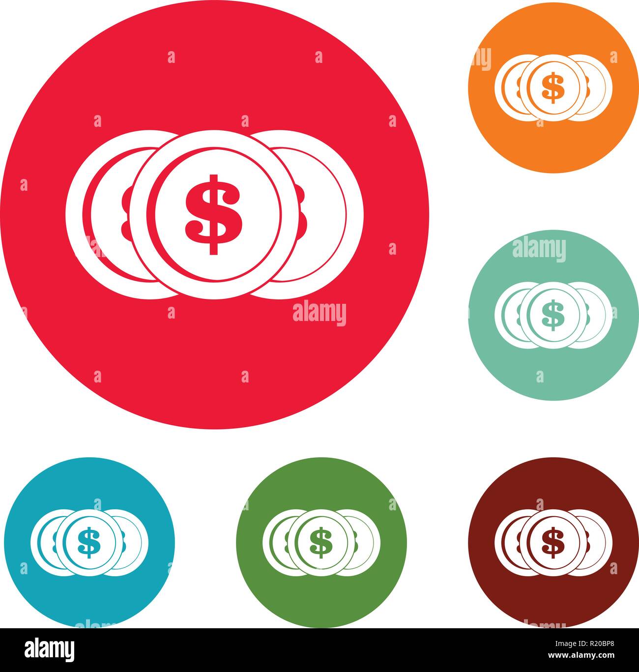 Making coin icons circle set vector isolated on white background Stock ...