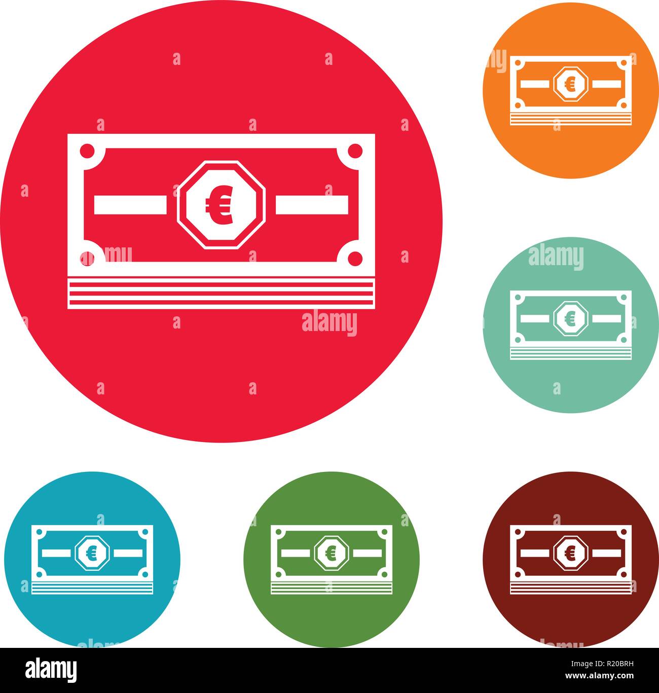 Cash money icons circle set vector isolated on white background Stock ...