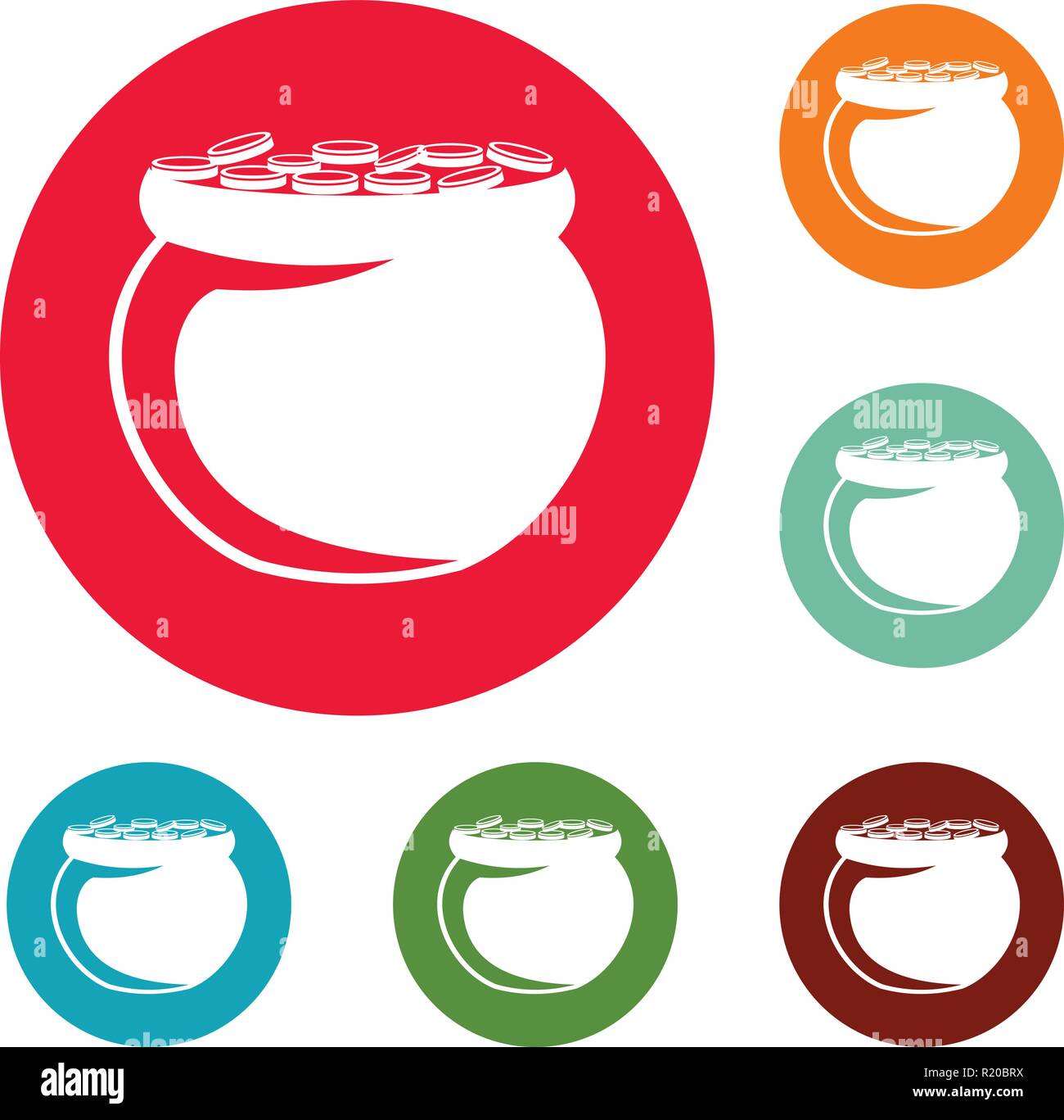 Pot coin icons circle set vector isolated on white background Stock ...