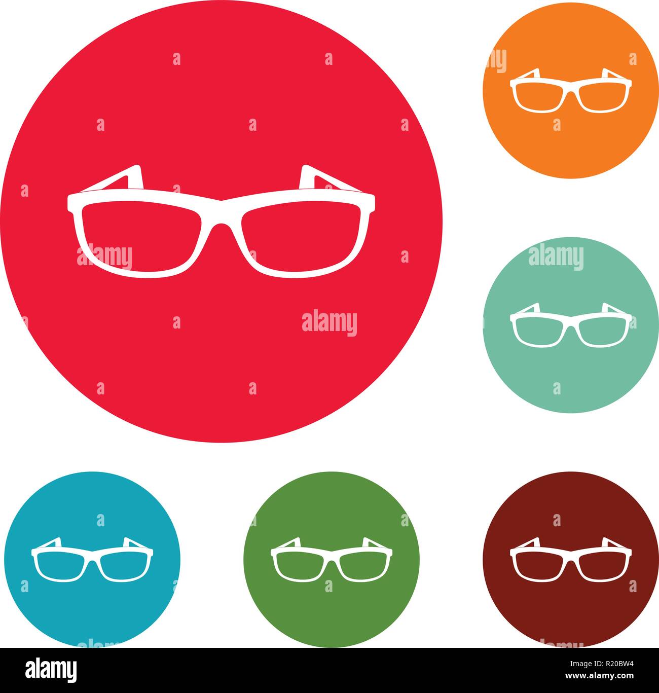 Modern spectacles icons circle set vector isolated on white background ...