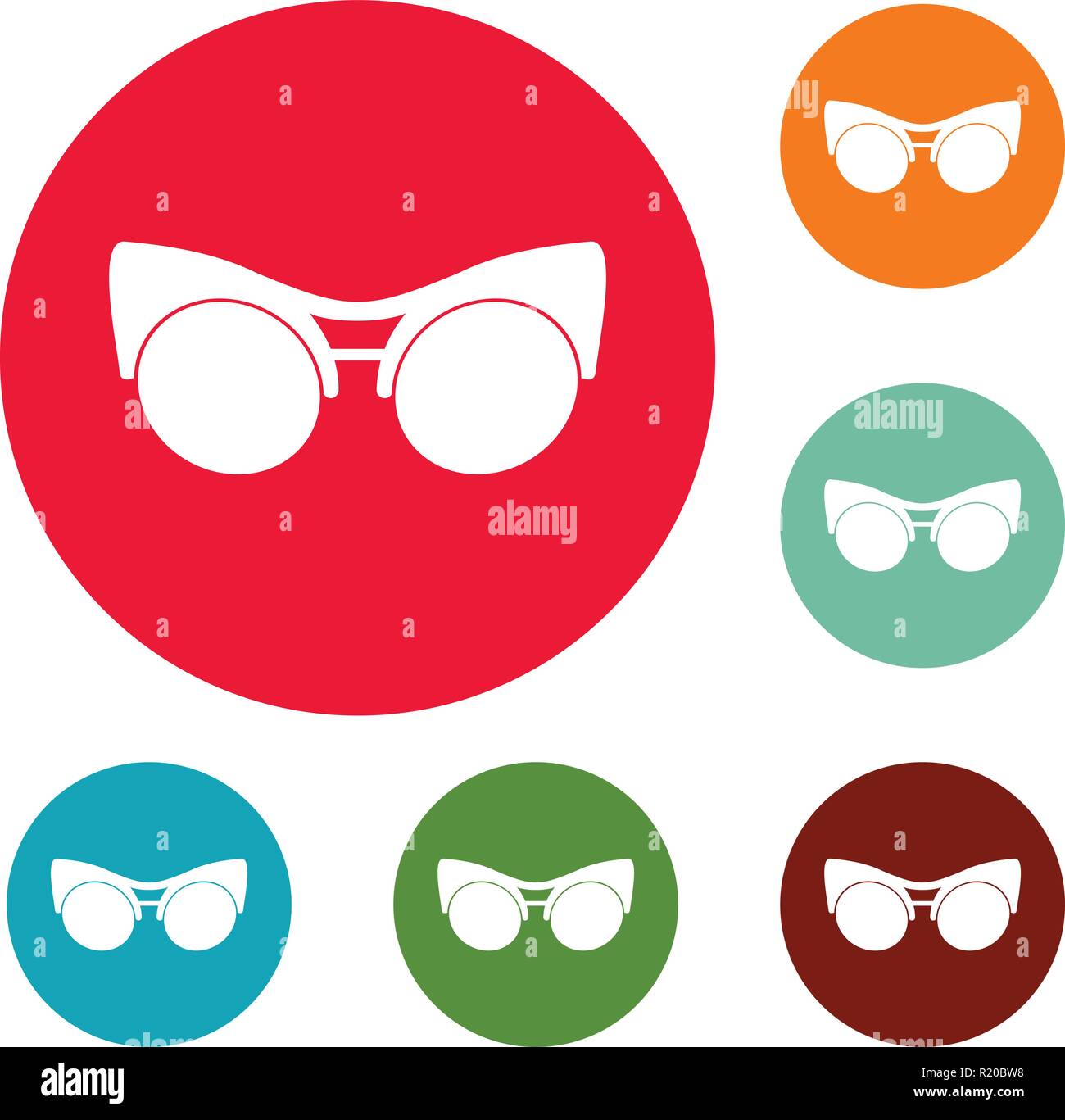 Black eyeglasses icons circle set vector isolated on white background ...