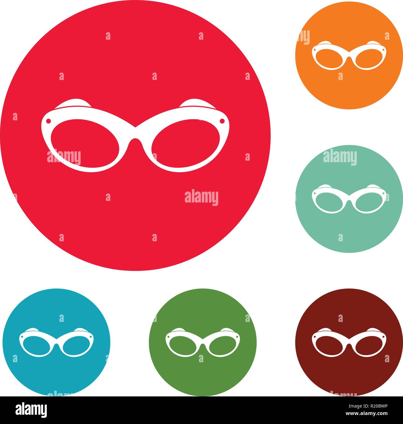Retro spectacles icons circle set vector isolated on white background ...